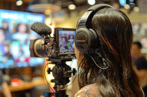 Journalist With Camera And Microphone Taking Interview Recording