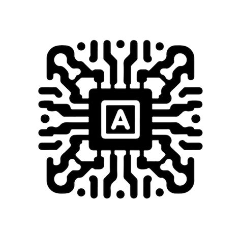 Artificial Intelligence Ai Processor Chip Icon Vector Silhouette