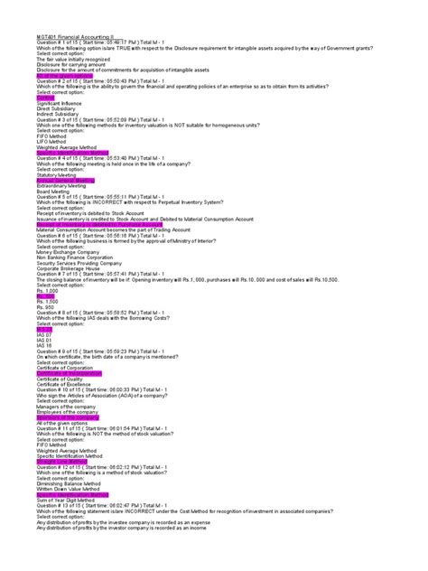 Mgt401 Financial Accounting Ii Pdf Inventory Investing