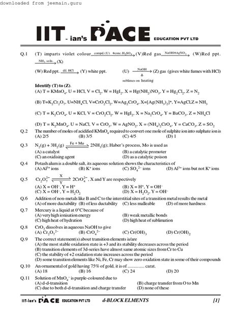 d block jeemain guru pdf transition metals hydroxide