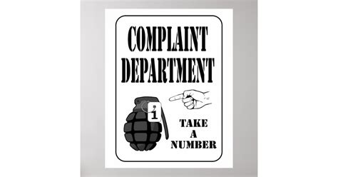 Funny Complaint Department Take A Number Poster Zazzle