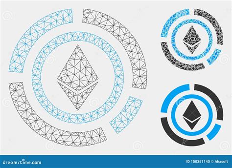 Ethereum Diagramm Vektor Mesh Carcass Model Und Dreieck Mosaik Ikone Vektor Abbildung