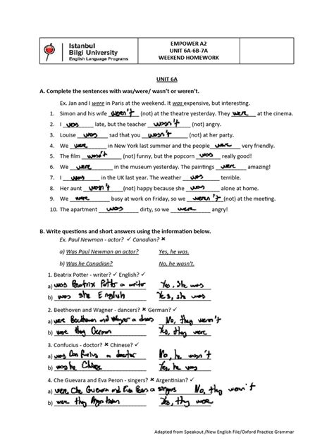 Weekend Hw Unit 6a 6b 7a 2 Pdf Grammar Linguistic Morphology