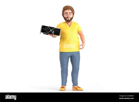 Guy Holding Computer Graphic GPU Video Adapter Card Isolated On White