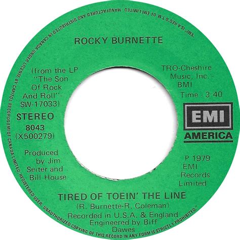 Rocky Burnette Tired Of Toein The Line Boogie Down In Mobile