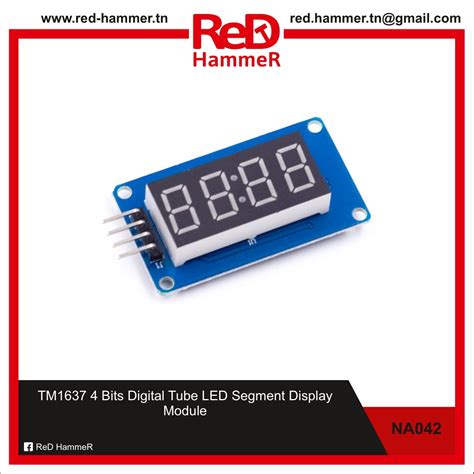 Afficheurs Tm1637 4 Bits Digital Tube Led Segment Display Module ‣ Red