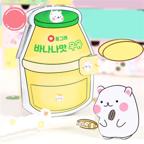 바나나 우유 스퀴시 북 햄스터 바나나 우유 Diy 스퀴시 북 수제 스퀴시 북 예술 및 공예 Diy 장난감