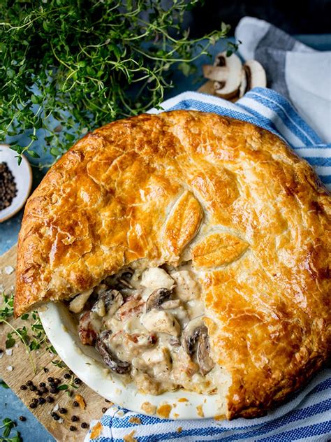 Chicken And Mushroom Pie With Bacon Nickys Kitchen Sanctuary