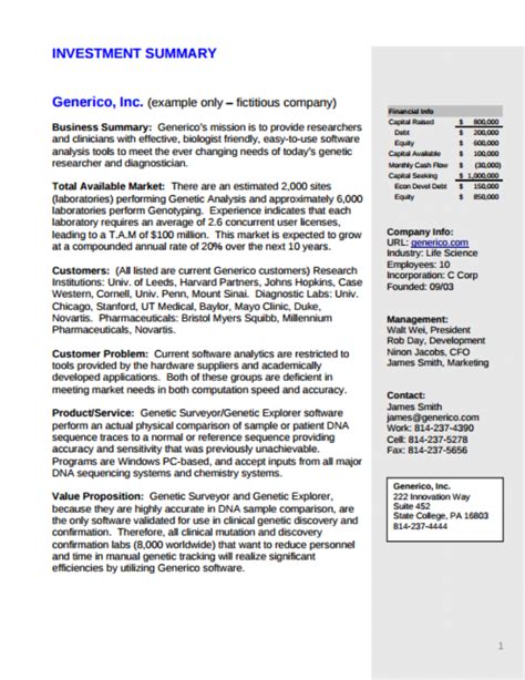 Investment Analysis Sample PDF Template
