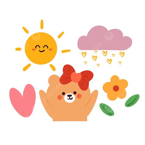 귀여운 스티커 세트 일러스트 귀여운 스티커 곰 카와이 스티커 Png 일러스트 및 벡터 에 대한 무료 다운로드 Pngtree