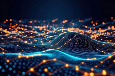 Technology Network With Digital Data Wave Background Stock Image Image Of Blue Background