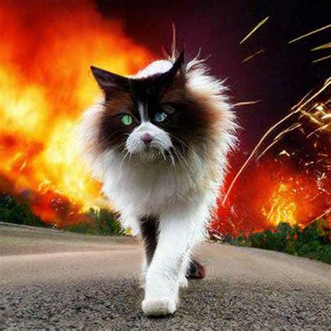 Cat Walking Away From Explosion