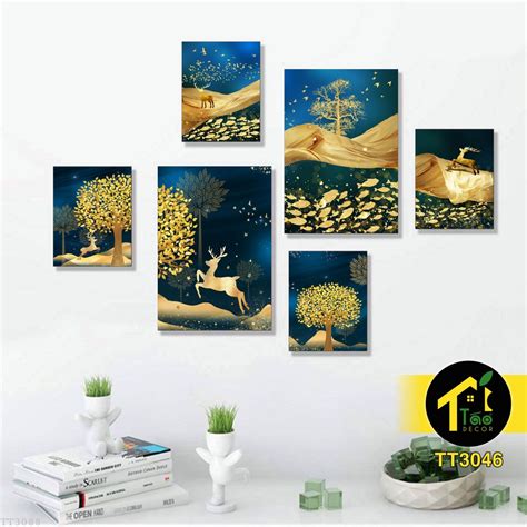 Set tranh treo tường cute tranh dán tường hiện đại trang trí phòng ngủ tranh phòng khách