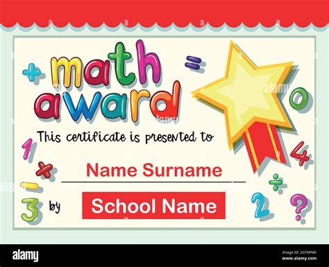Certificate Template For Math Award Stock Vector Image And Art Alamy