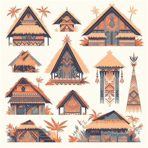 Padrões De Cabanas Nipa Filipinas Com Elementos Tradicionais Da Casa