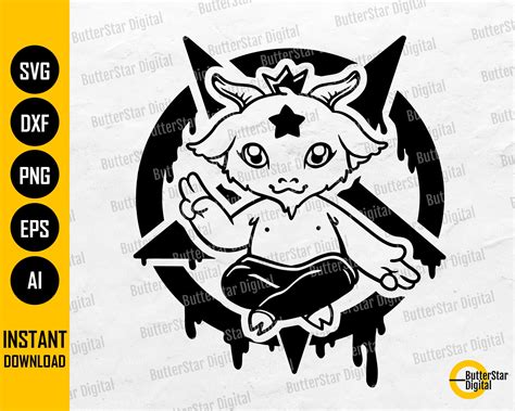 Cute Baphomet Svg Pentagram Svg Satan Satanic Deity God Etsy Ireland