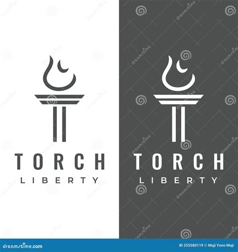 Modelo De Logotipo Da Tocha De Liberdade Minimalista Tocha Com Forma Simples Carta Elegante T