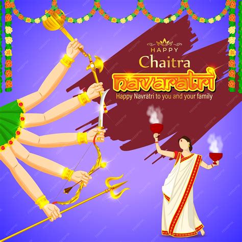 Premium Vector Vector Illustration Of Happy Chaitra Navratri Wishes