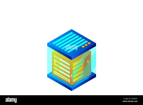 Concept Of Big Data Processing Energy Station Of Future Server Room Rack Data Center Isometric