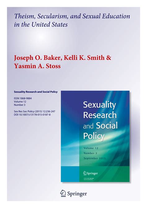 Pdf Theism Secularism And Sexual Education In The United States