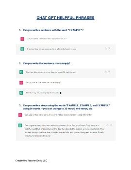 Helpful Phrases For Chat GPT By Teacher Emily S ESL Materials TPT
