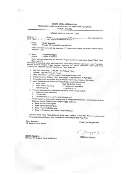 Berita Acara Kesepakatan Pdf