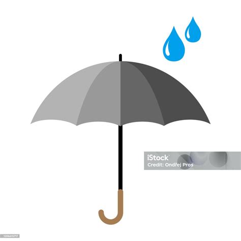 우산 평면 아이콘 벡터 디자인 흰색 배경에 격리 빗물 방울 보호 0명에 대한 스톡 벡터 아트 및 기타 이미지 0명 개념 개인 장식품 Istock