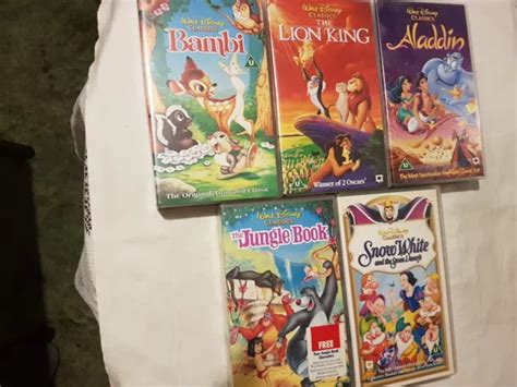Disney Vhs Aladdin Bambi Lion King Jungle Book Snow White Picclick Uk