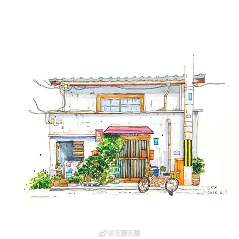 钢笔淡彩