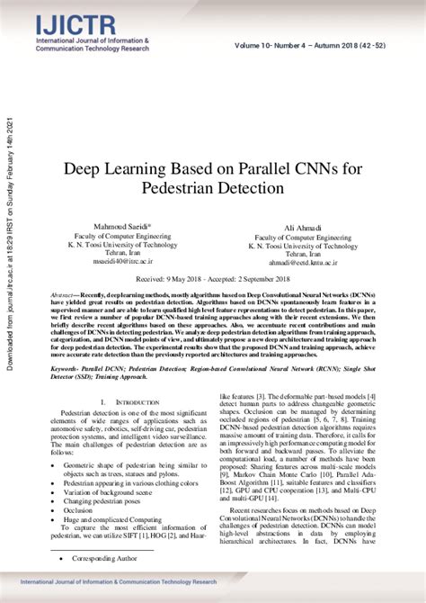 Pdf Deep Learning Based On Parallel Cnns For Pedestrian Detection