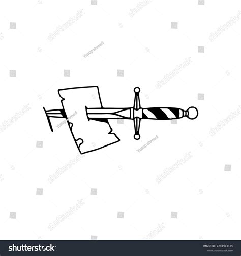 Vector Illustration Knife Stabbing Paper Concept Stock Vector Royalty