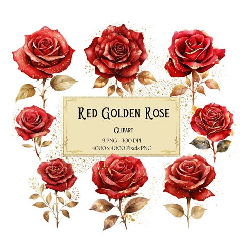 Red Golden Rose Clipart Golden Red Rose Flowers Clipart Red Roses