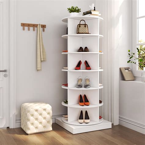 Homvent Rotating Shoe Rack Wooden 6 Tier Spinning India Ubuy