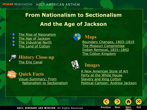 Ppt From Nationalism To Sectionalism And The Age Of Jackson