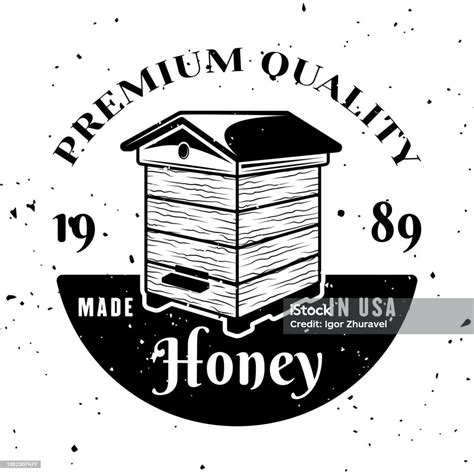 양봉 벡터 엠블럼 배지 라벨 또는 로고가 흰색 배경에 격리된 흑백 스타일로 계절에 대한 스톡 벡터 아트 및 기타 이미지 계절