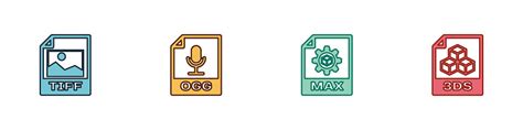設置tiff文件文檔ogg最大值和3ds圖示向量向量圖形及更多互聯網圖片 互聯網 側影 全景 Istock