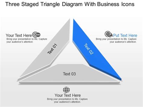 Three Staged Triangle Diagram With Business Icons Powerpoint Template Slide PowerPoint Slide