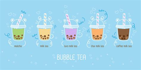버블 티 맛 컵 디자인 컬렉션 진주 밀크 티 맛있는 음료 대만 우유 차 보바 버블 밀크 티 귀여운 스티커 벡터 일러스트 0명에 대한 스톡 벡터 아트 및 기타 이미지 Istock