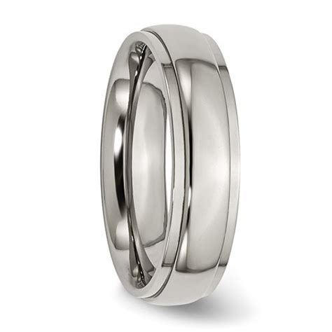 Titanium Polished 6mm Ridged Edge Band Mband081