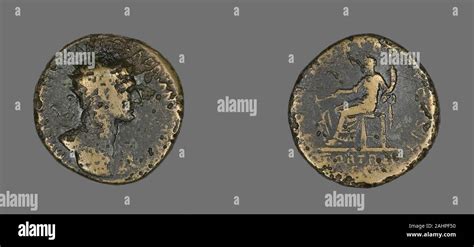 Ancient Roman Dupondius Coin Portraying Emperor Hadrian AD AD Roman Empire Bronze