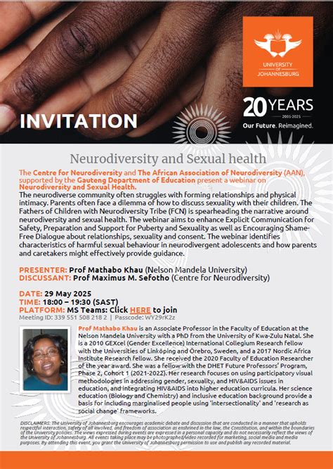 Webinar Neurodiversity And Sexual Health University Of Johannesburg