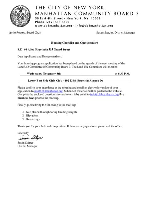 Fillable Online Housing Checklist And Questionnaire Fax Email Print