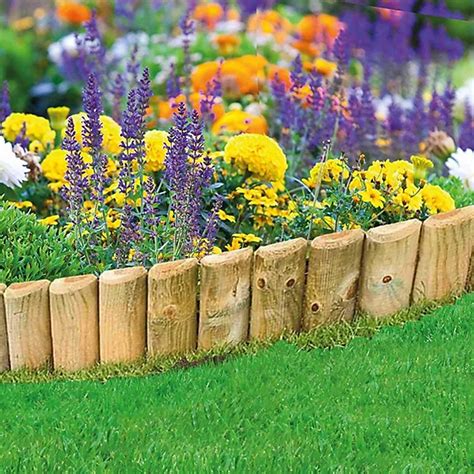 Aamen 4 X Wooden Border Edging Log Border Rolls 18m X 15cm