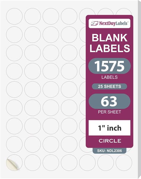 NextDayLabels 1 Inch Round Labels Round Sticker Labels For Printer Matte White Blank Laser
