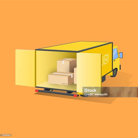Kotak Di Palet Kayu Kotak Paket Kardus Dengan Gudang Konsep Logistik