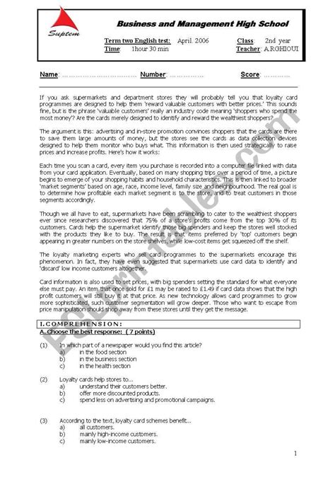 Business English Test Esl Worksheet By Hafidson