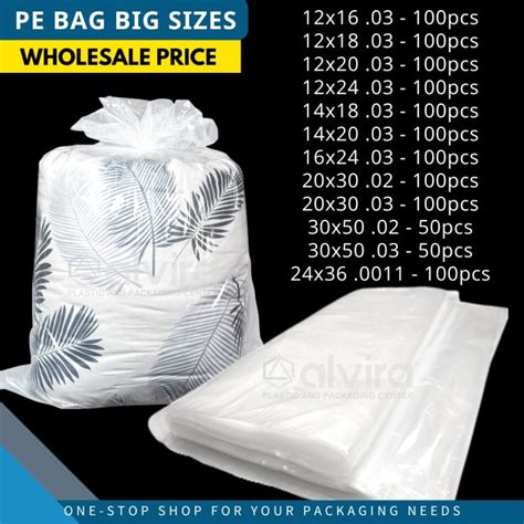 Pe Plastic Bag Big Sizes 0011 002 003 Thickness 12x16 Up To 30x50
