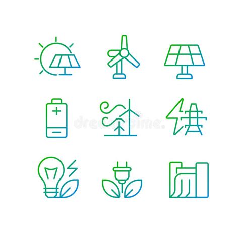 Sustainable Power Sources Pixel Perfect Gradient Linear Vector Icons