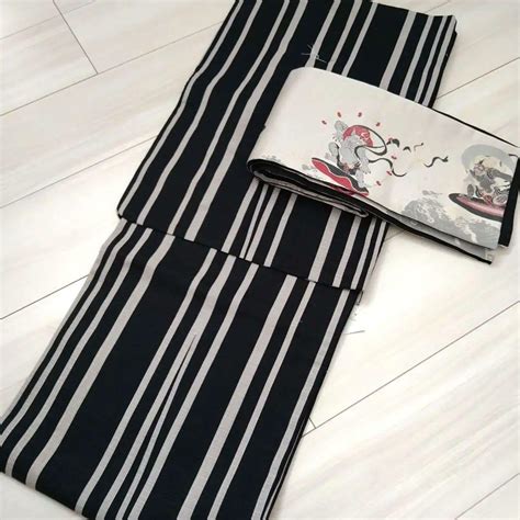 ラスト♪新品呉服屋♪粋モダン！綿麻しじら織 風神雷神！夏着物 浴衣セット By メルカリ
