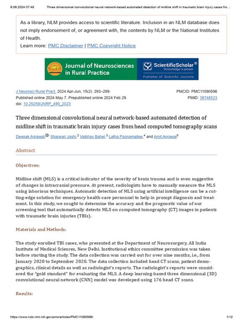 2024 Three Dimensional Convolutional Neural Network Based Automated